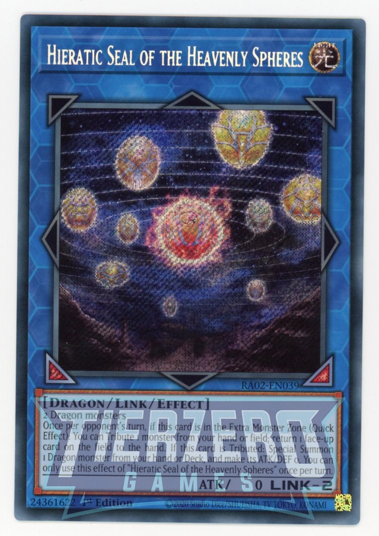 RA02-EN039 - Hieratic Seal of the Heavenly Spheres - Secret Rare - - R