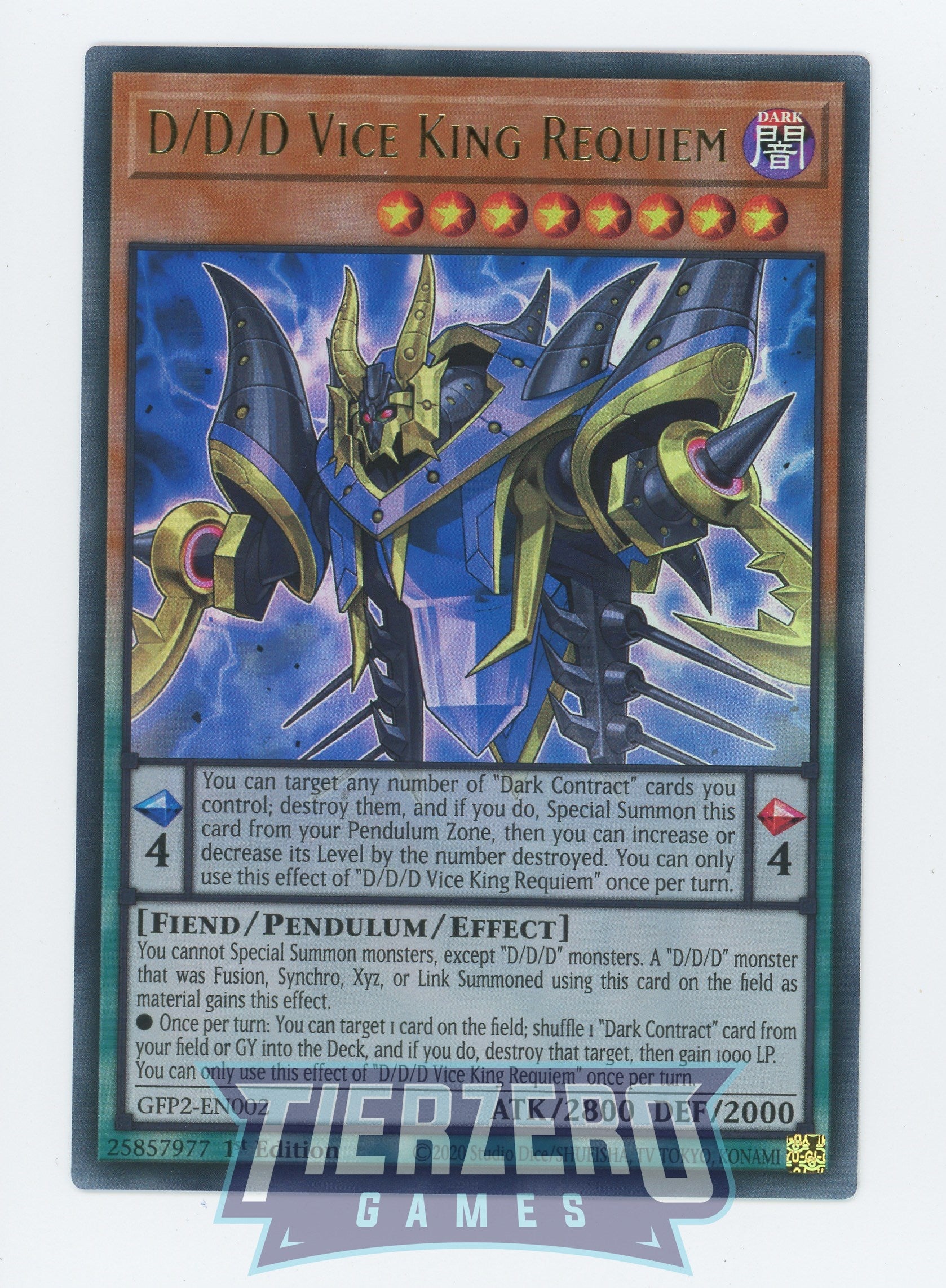 GFP2-EN002 - D/D/D Vice King Requiem - Ultra Rare - Effect Pendulum ...