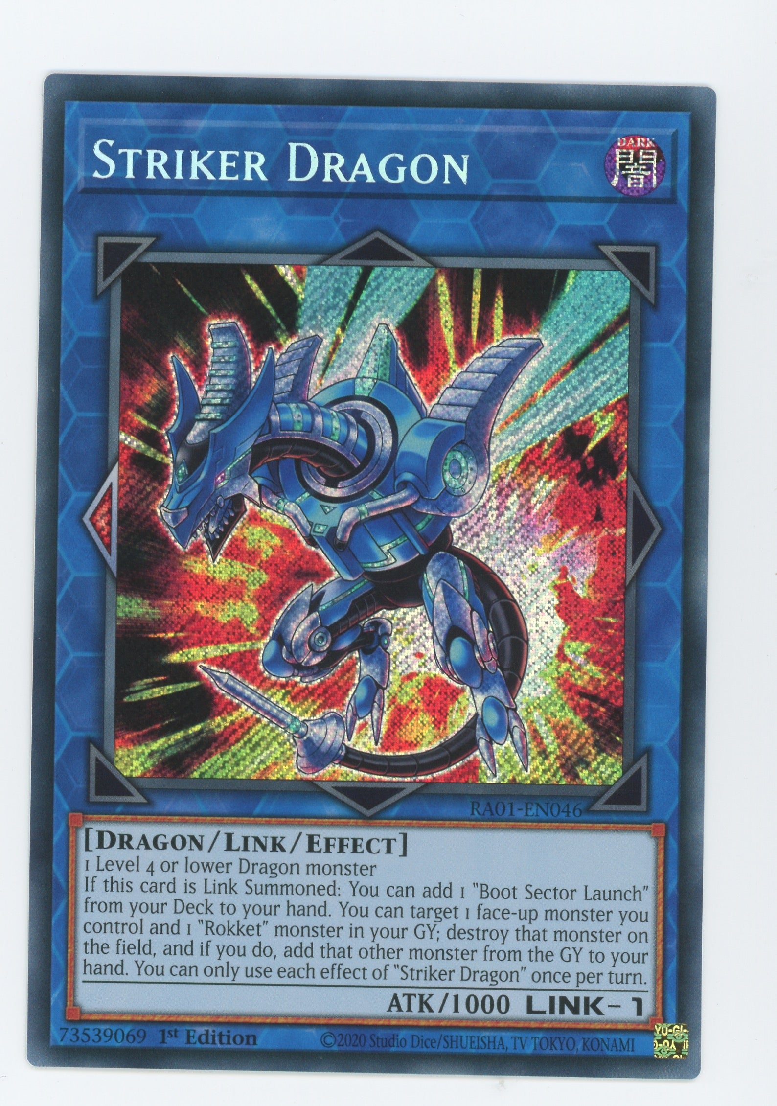 RA01-EN046 - Striker Dragon - Secret Rare - Effect Link Monster - Rari