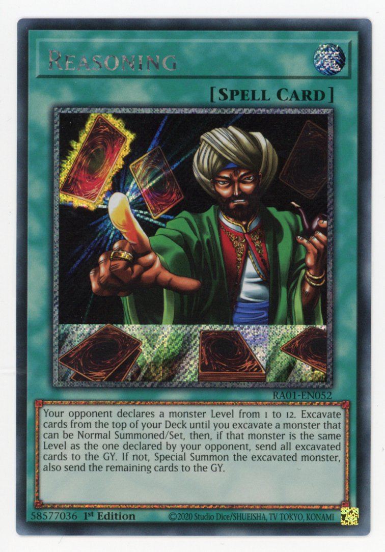 RA01-EN052 - Reasoning - Platinum Secret Rare - Normal Spell - Rarity
