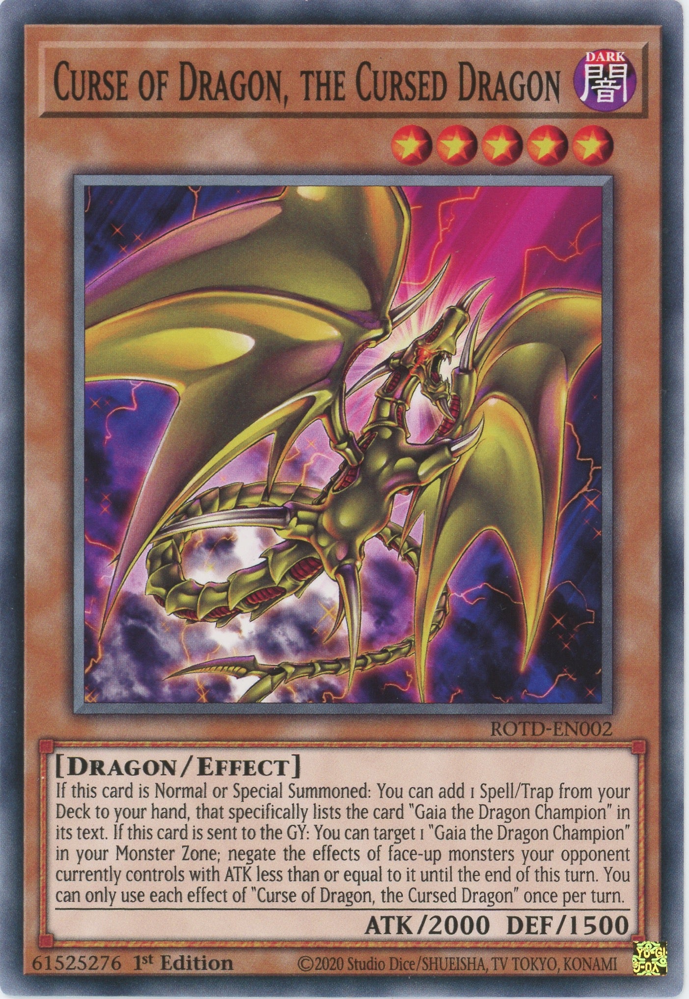 ROTD-EN002 - Curse of Dragon, the Cursed Dragon - Common - Effect Mons